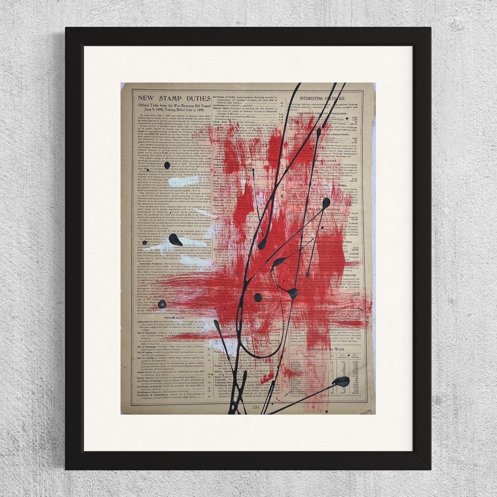 Original Mixed Media Abstract Art Painting "Hypothesize" On 1800s Atla ...